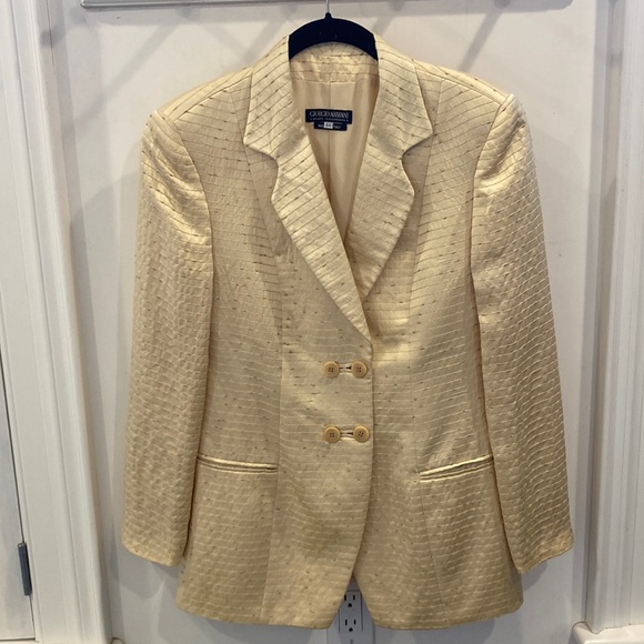 Giorgio Armani | Jackets & Coats | Giorgio Armani Champagne Raw Silk ...